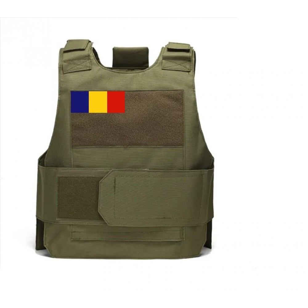 Cumparaturi online | Vesta tactica Airsoft reglabila, verde cu steagul ...